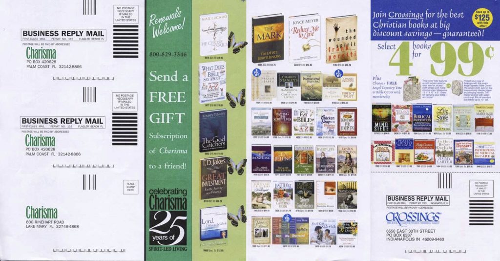 Combined magazine and advertiser bind-in cards: Charisma - MTI