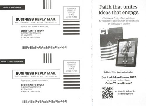 Single-magazine bind-in cards: Christianity Today - MTI