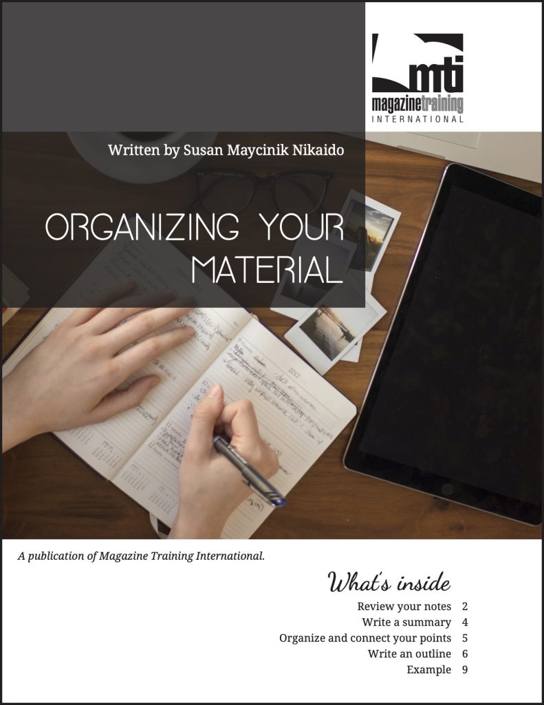 Organizing your material - Magazine Training International